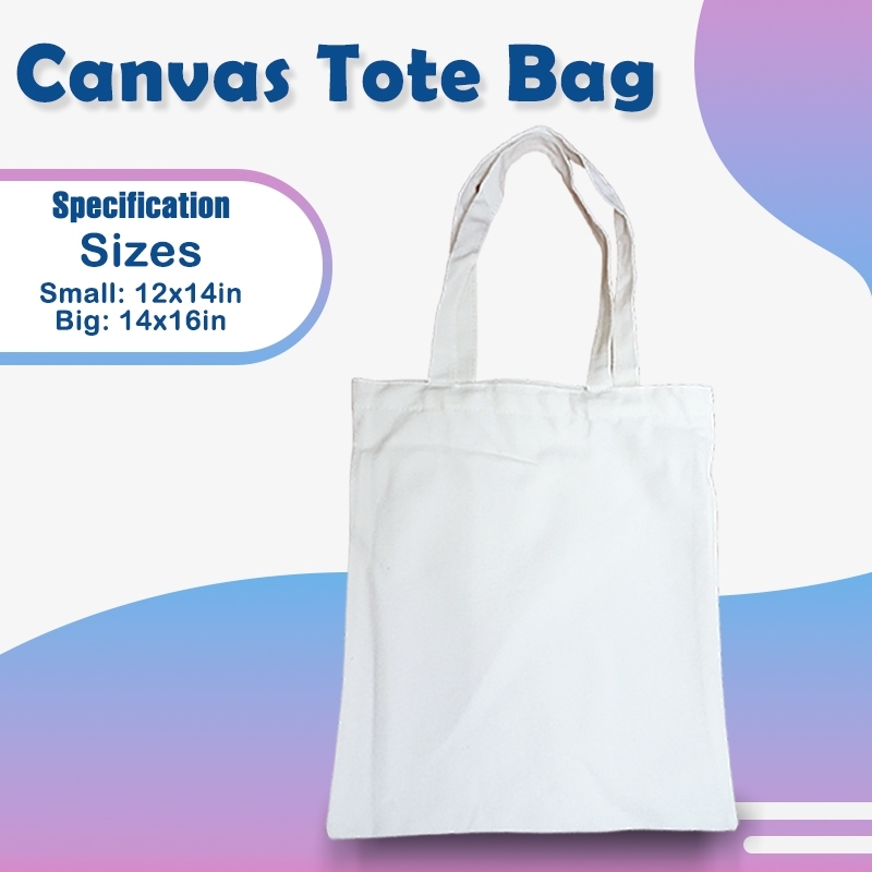 White Printable Canvas Tote Bag Flat Plain Katcha Bag Multi Purpose Eco ...
