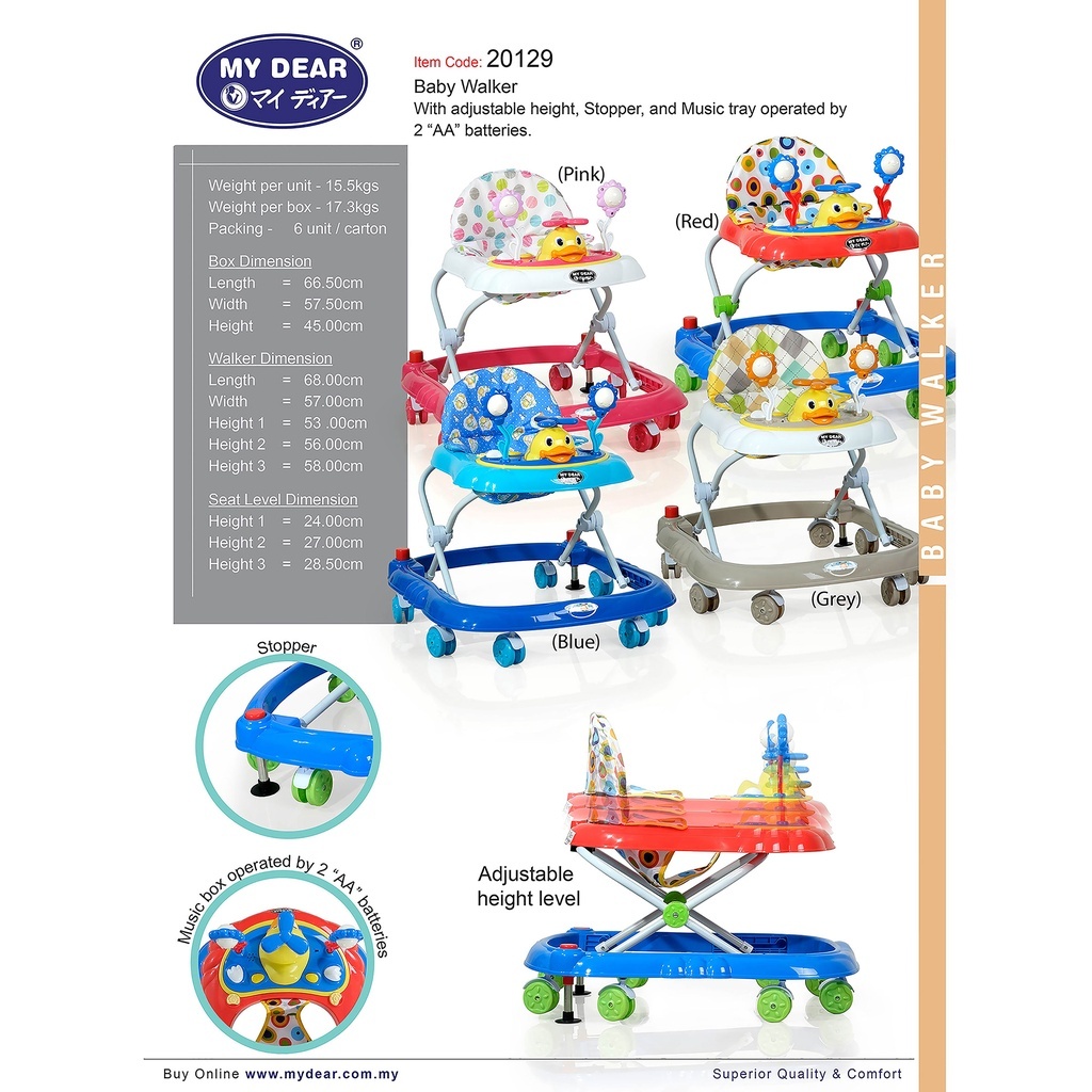 My Dear 20129 Baby Walker Cute Duck with Adjustable Height and Music ...