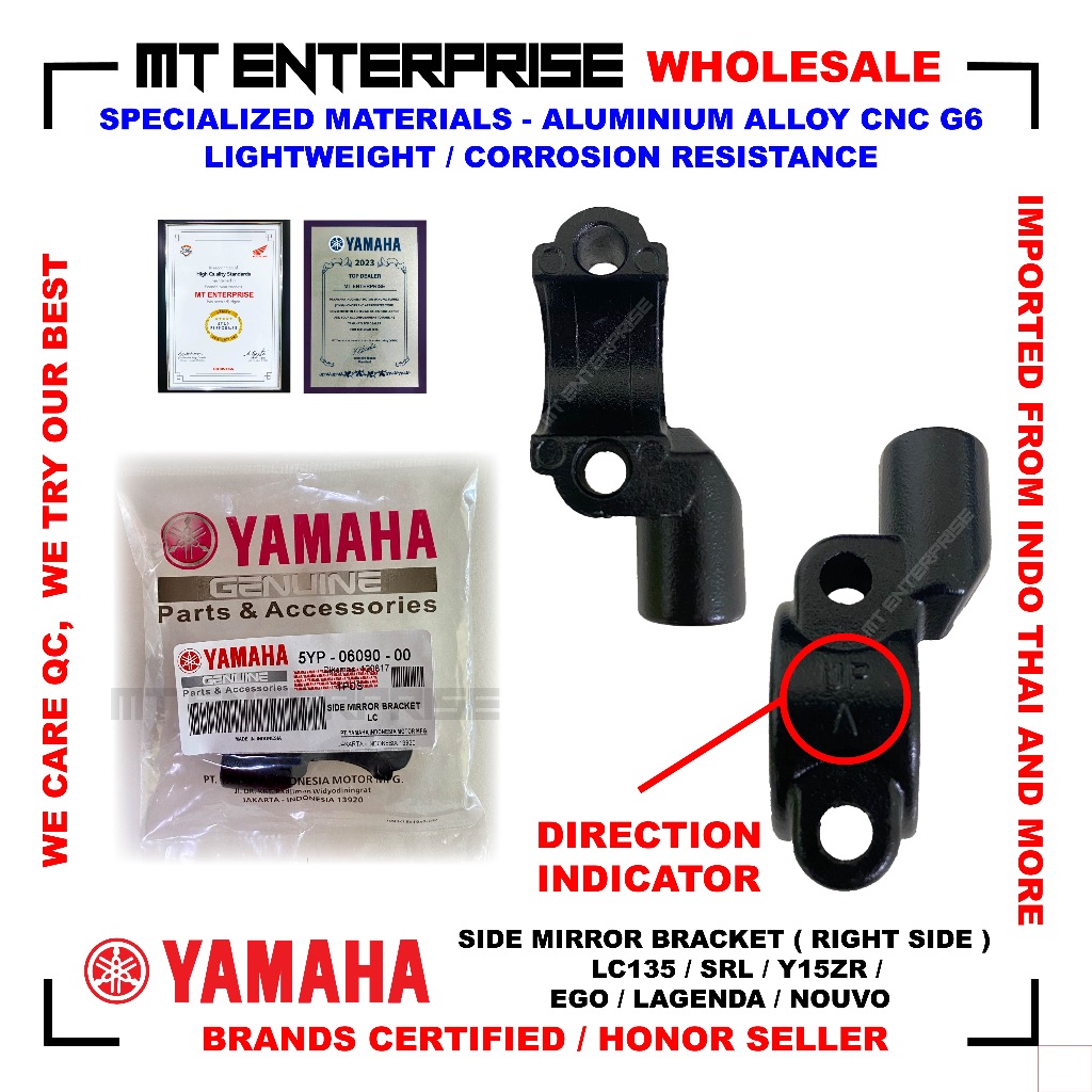 Yamaha CERTIFIED INDO Side Mirror Bracket(R)LC V1-8/SRL/Y15ZR/EGO S/FI ...