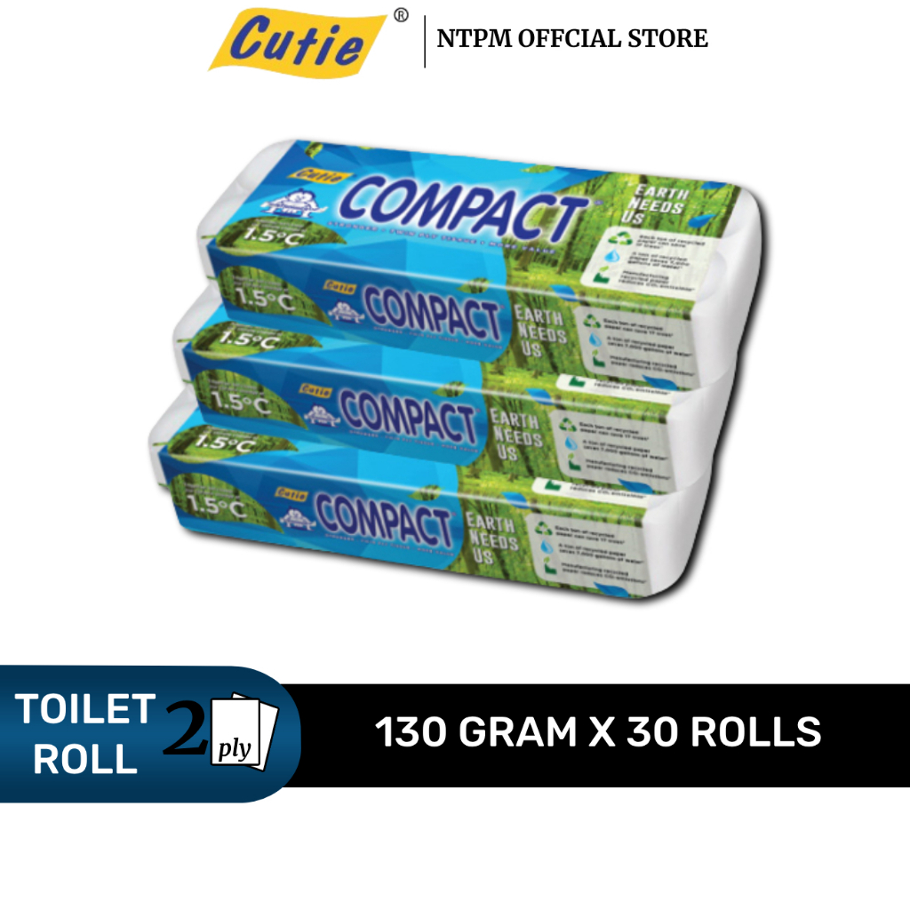 Cutie Compact Eco-Friendly Toilet Rolls (BLUE) 3IN1 (130GRAM x 10RL x 3pkts) | Shopee Malaysia