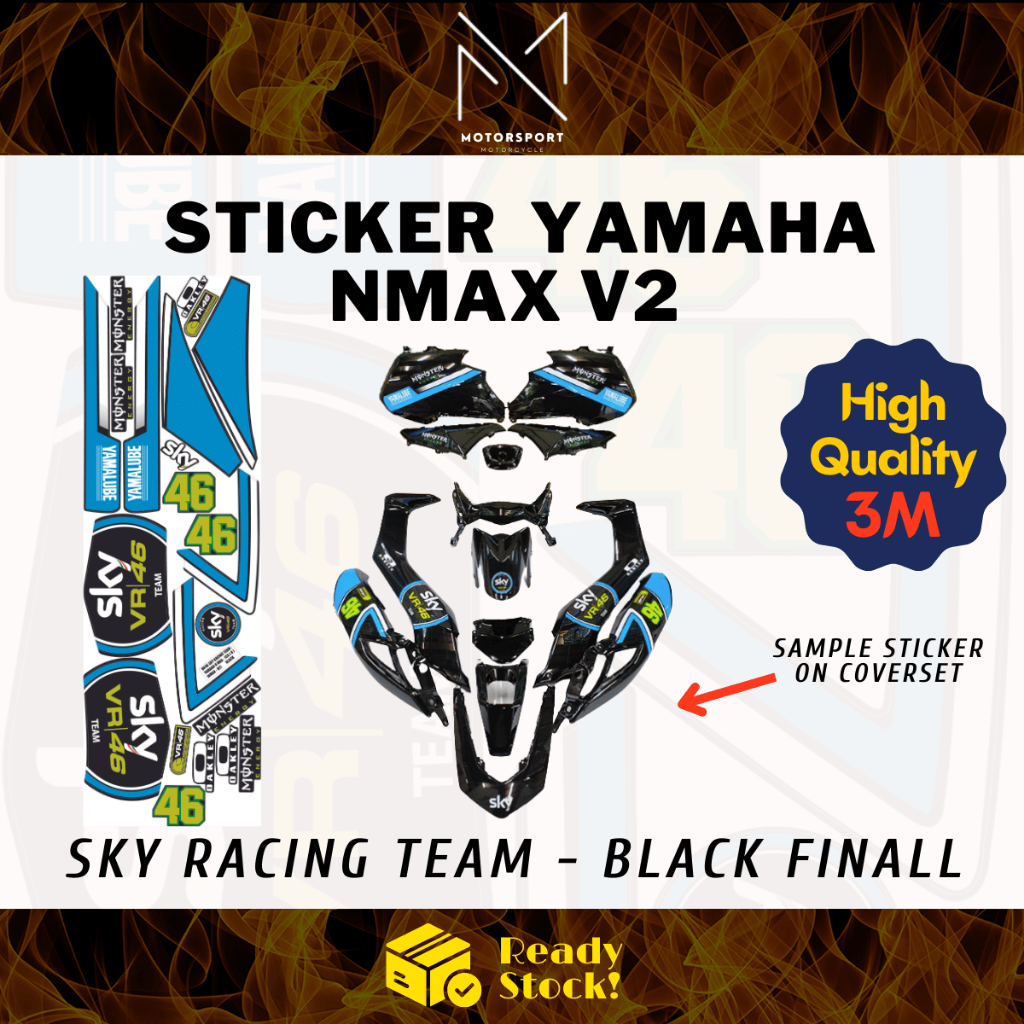 YAMAHA NMAX V1 V2 Sticker Coverset 3M Stripe Sticker Sky RacingTeam ...