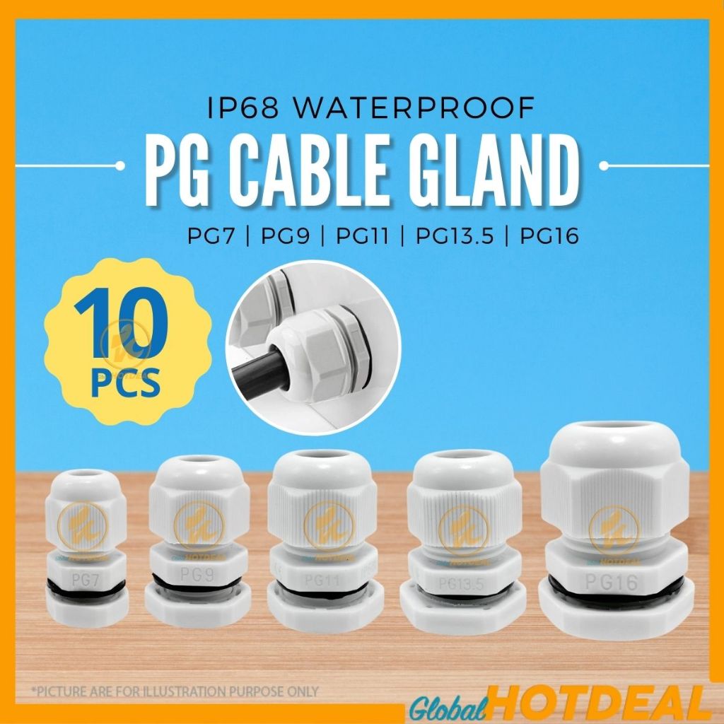 10PCS IP68 CABLE GLAND Nylon Plastic Waterproof Adjustable Cable Glands ...