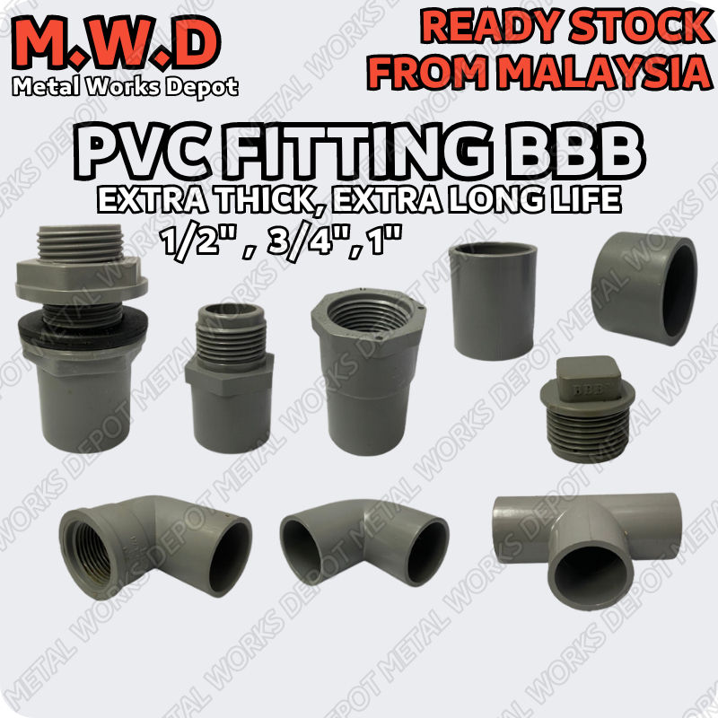 PVC BBB Fitting Socket Tank Connector Elbow Threaded Plug End Cap Valve Socket PT Socket Grey ...