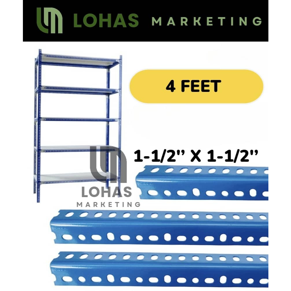 BLUE SLOTTED ANGLE BAR 4 FEET / BESI ANGLE RAK LUBANG / BESI BIRU RAK ...