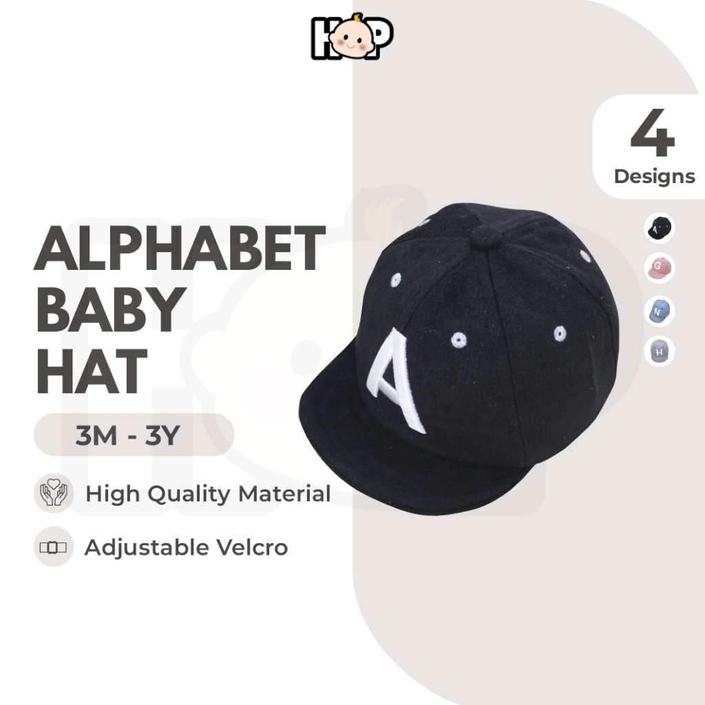 Alphabet Baby Hat (3m-3y) Topi Baby Boy Baseball Cap Kids Hat Topi Baby ...