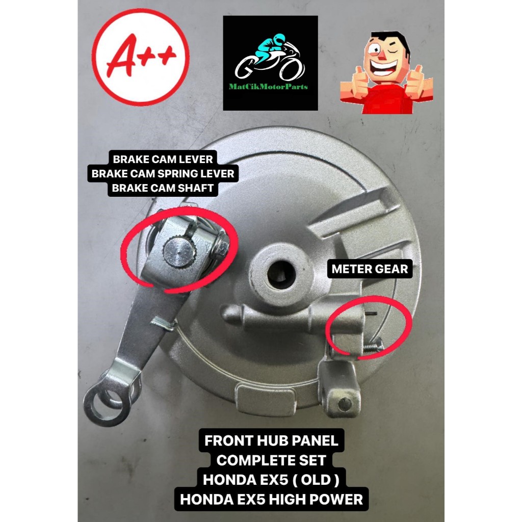 HONDA EX5 HIGH POWER /EX5 DREAM FRONT/REAR BRAKE HUB PANEL COMPLETE ASSY WITH BRAKE SHOE DEPAN ...