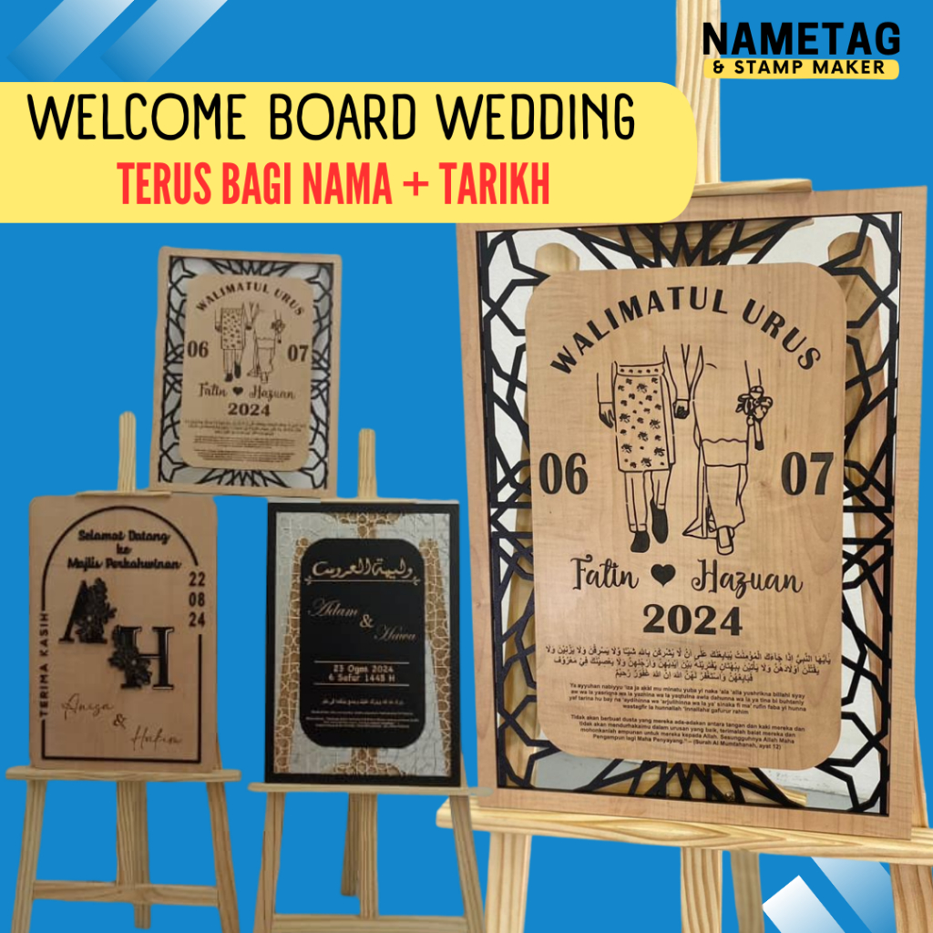 Welcome Board Kayu, Minimalist Welcome Board Custom, Welcome Board ...