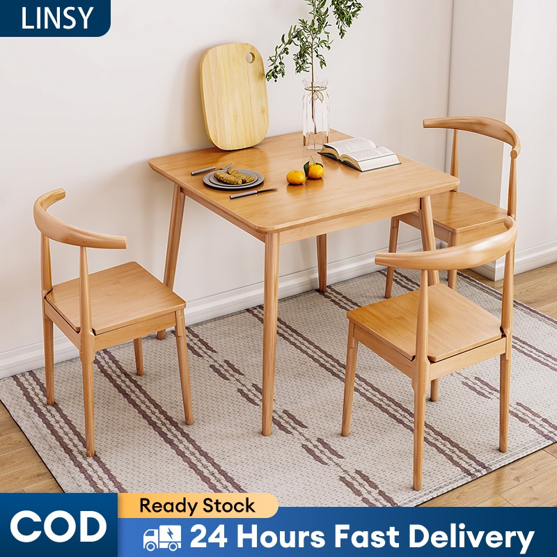 LY 4/6/8 Seater Rectangular Solid Wood Dining Table Set Home Nordic Coffee Table With Chair Meja ...