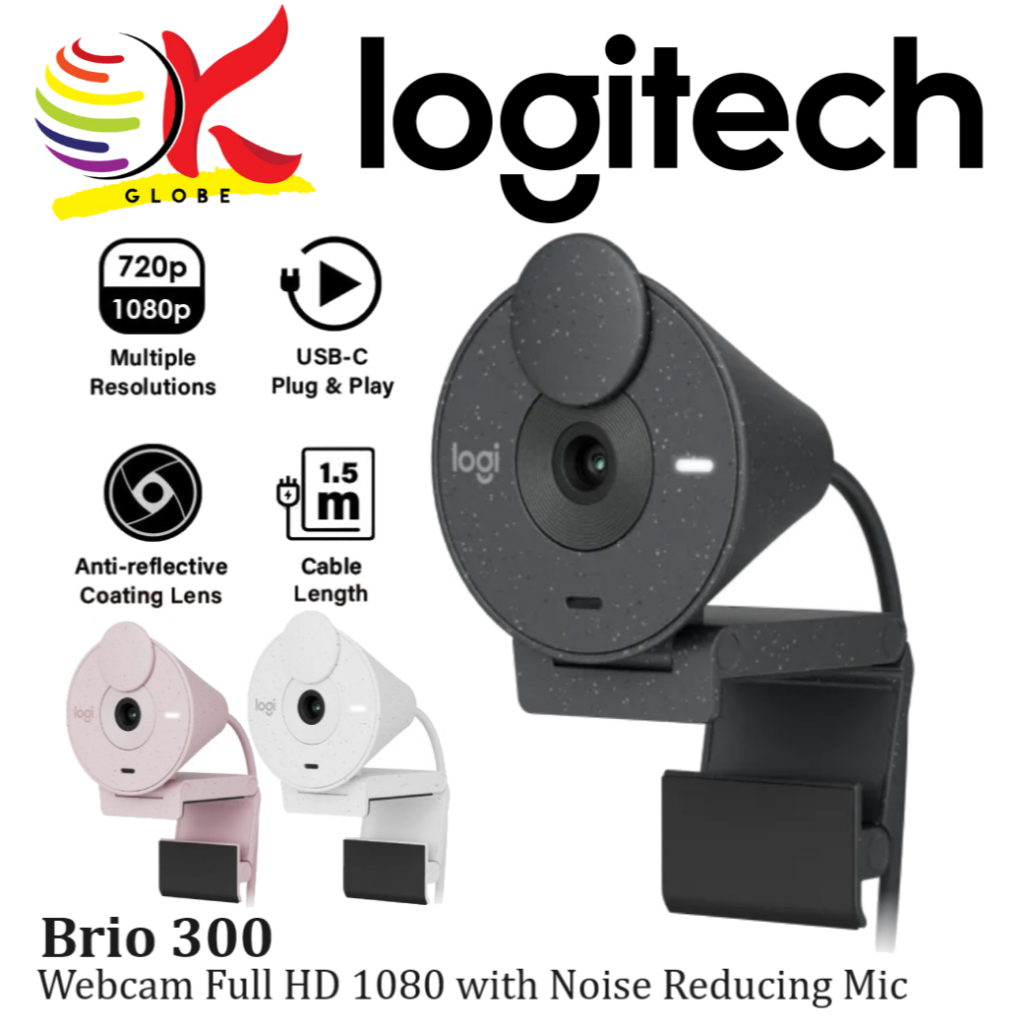 LOGITECH BRIO 300 FULL HD WEBCAM WITH 1080P / PRIVACY SHUTTER (USB-C ...