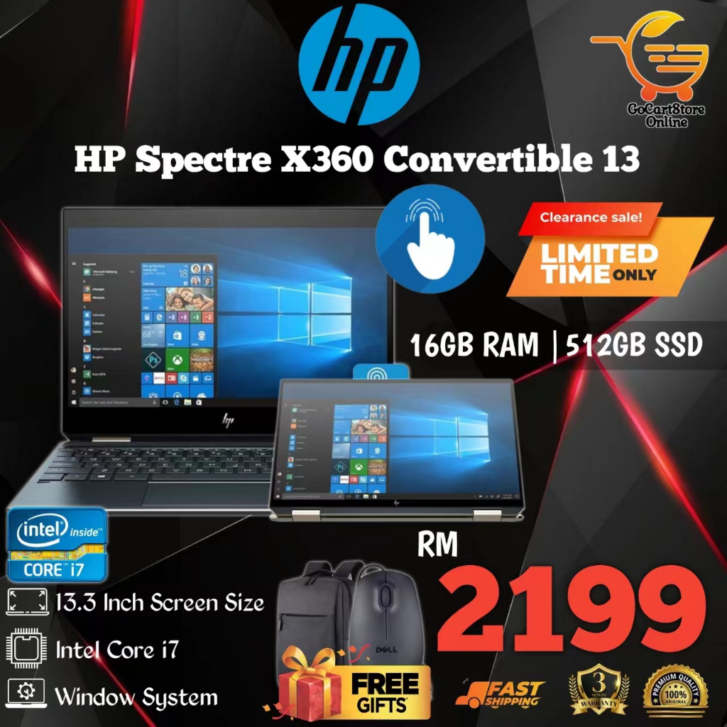 HP Spectre X360 Convertible 13-ap000 intel core i7 8th Gen / 16gb ram / 512gb ssd | Shopee Malaysia