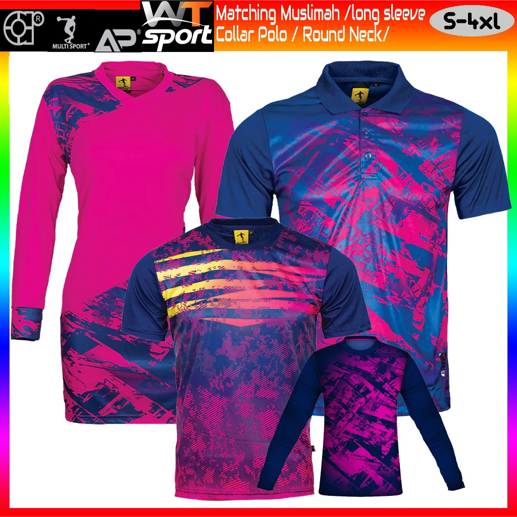 MULTISPORT Baju Sukan Jersi Lelaki Wanita Aktif Quick Dry Sublimation ...