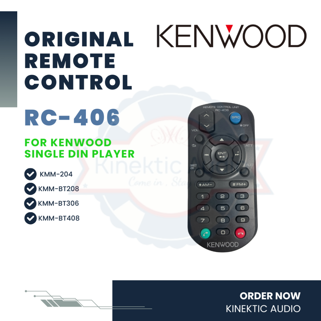 Kenwood original remote control RC-406 / Original remote control for kenwood single din player ...