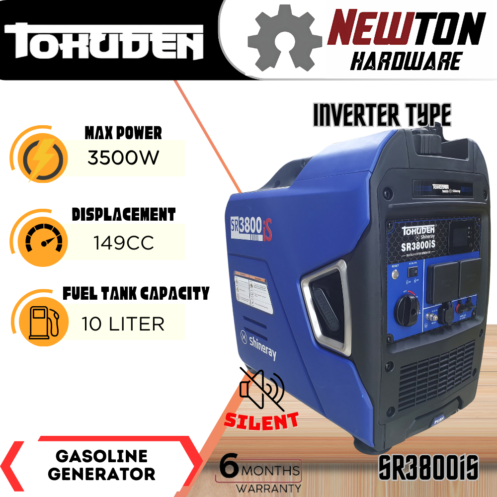 Tokuden SR3800iS: Petrol Silent Inverter Generator, 3.5kW, Engine ...