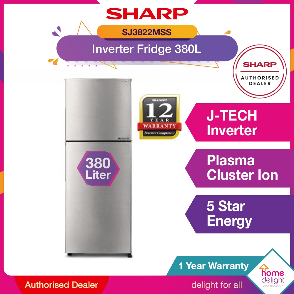 Sharp 2 Door Fridge Inverter 380L SJ3822MSS | Shopee Malaysia