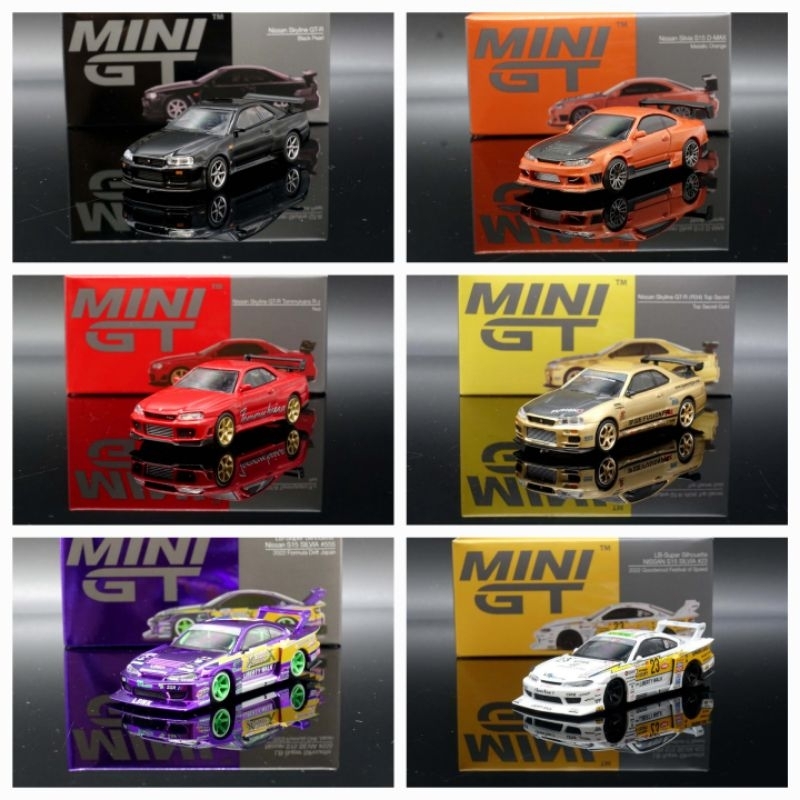 Mini GT 1/64 Diecast Car Variation Nissan Silvia S15, Nissan Skyline ...