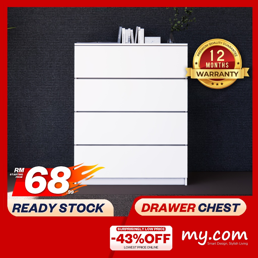[105CM XL] Almari Laci Baju/ 4 Layers Chest Drawer Storage with Locker Big Size my-com/Drawer ...
