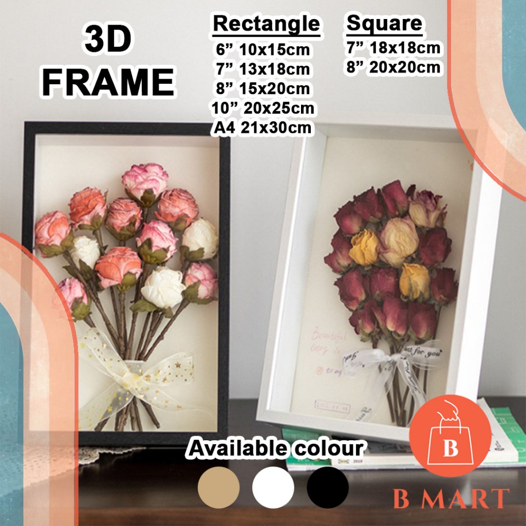 3D FRAME HOLLOW PHOTO FRAME THICK 3CM DIY HANCRAFT DECORATION DRIED ...