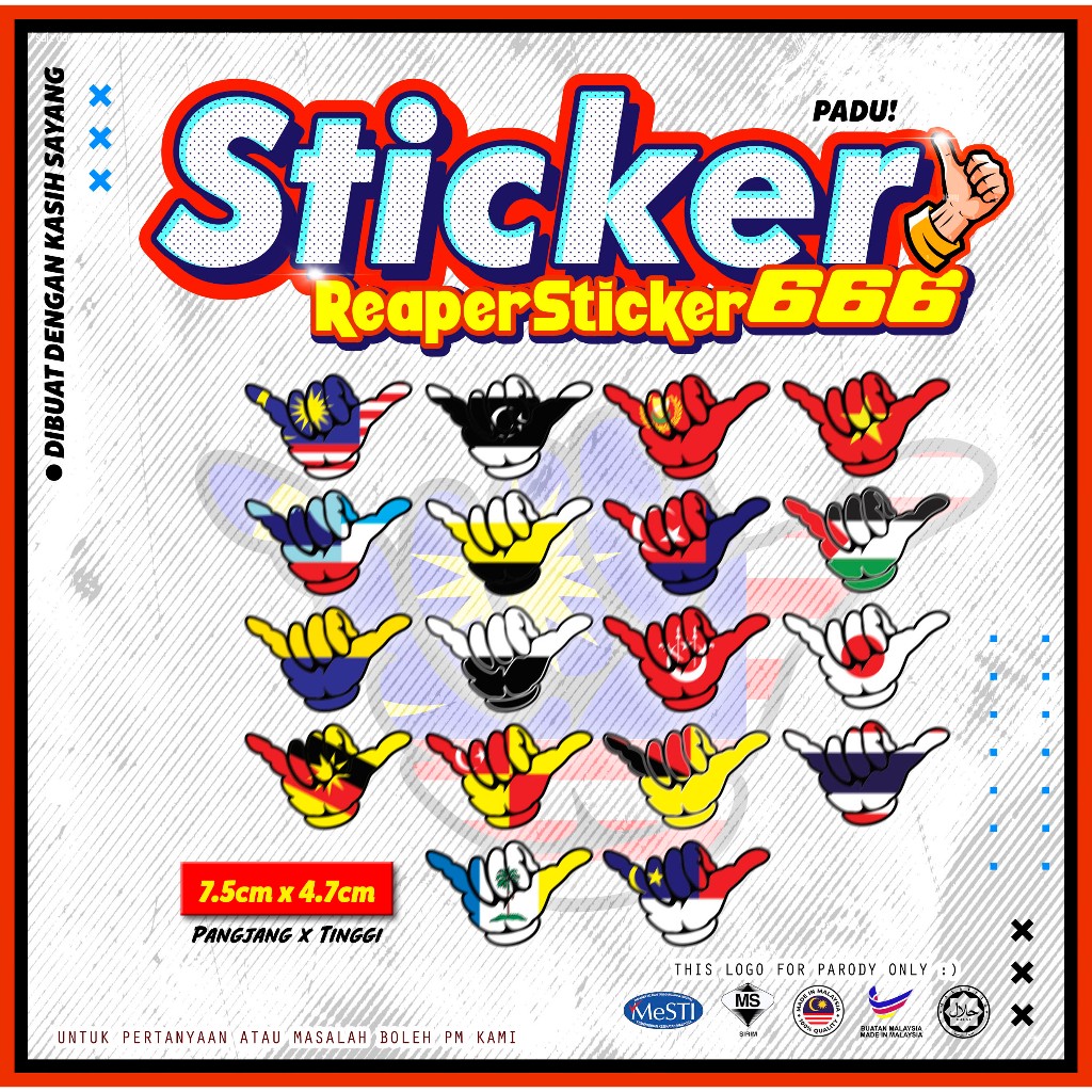 STICKER FLAG SHAKA / BENDERA / MALAYSIA / NEGERI / NEGARA / THAILAND ...