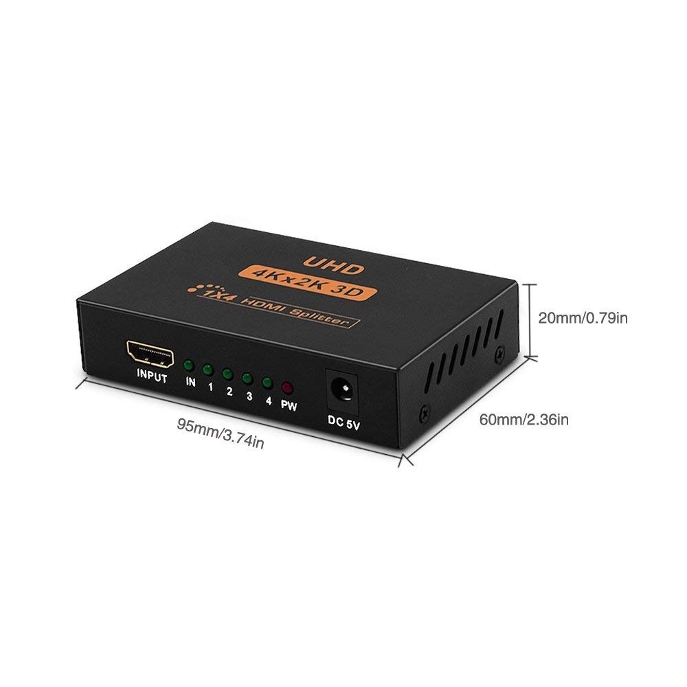 HDMI Splitter 1 IN 2 OUT FULL HD 4K 3D for Astro / PC/ Laptop/ DVD ...