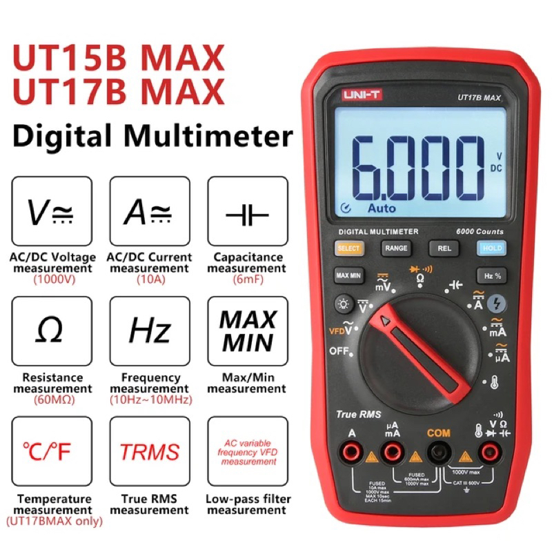 UNI-T UT15B Max/UT17B Max/UT18B Max True RMS Digital Multimeters ...