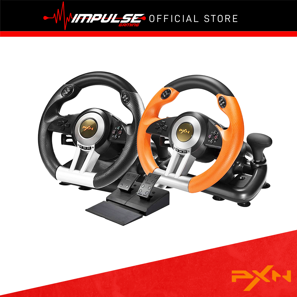 PXN V3 Pro Racing Game Steering Wheel with Brake Pedal Black / Orange ...