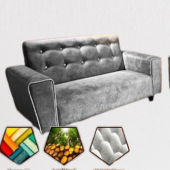 2 Seater Velvet Grey Sofa Baldu 2 Seater Free 1 Stool | Shopee Malaysia