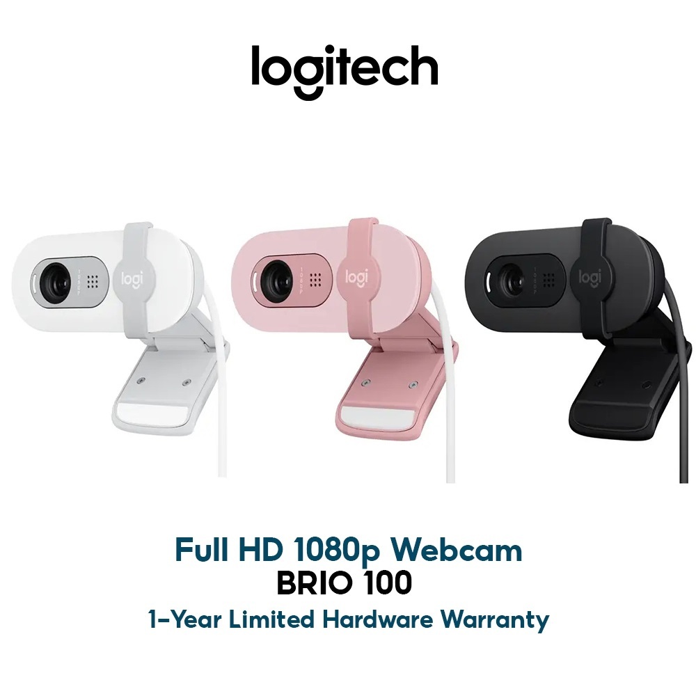 Logitech BRIO 100 FHD 1080p Webcam With Auto-Light, Privacy Shutter and ...
