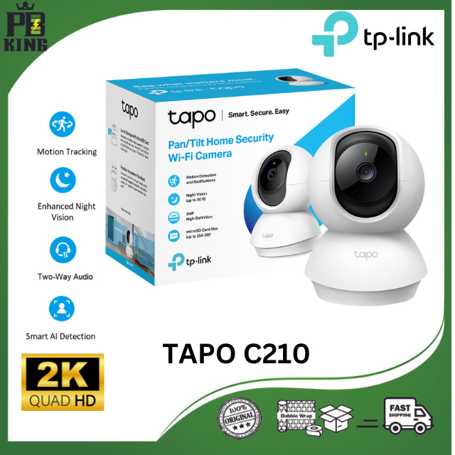 TP-Link TAPO C210 [TC71] Pan/Tilt Home Security Wi-Fi Camera 2MP 1080P ...