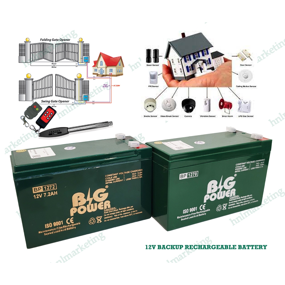 BIG POWER 12V RECHARGEABLE BATTERY FOR ALARM SYSTEM AUTO GATE BACKUP ...