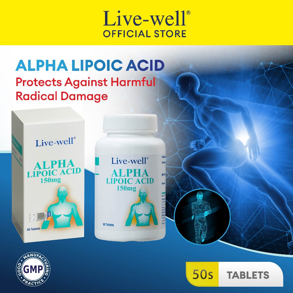 Live-well Alpha Lipoic Acid 150mg Supplement Antioxidant & Cells ...