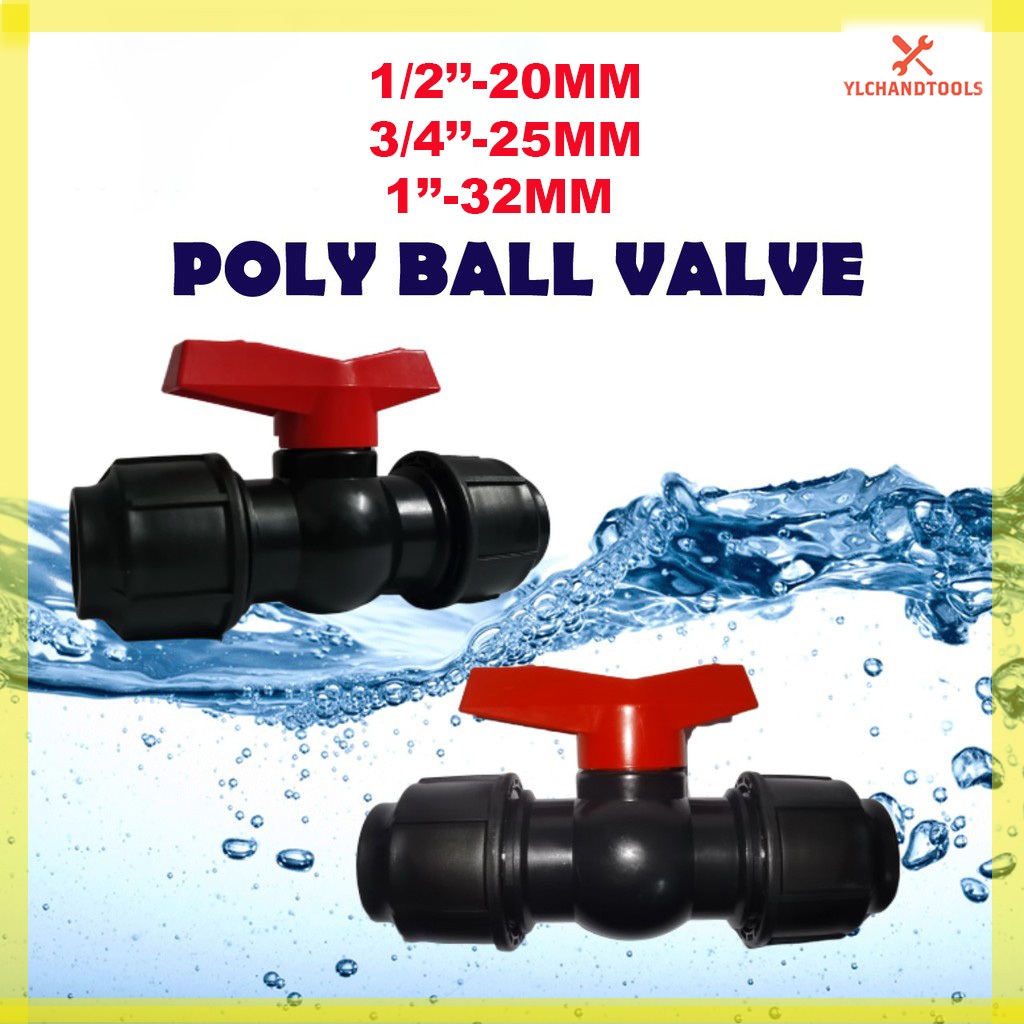 Poly PP Compact Ball Valve Heavy Duty Poly Ball Valve Compressio ( 20mm 25mm 32mm ) | Shopee ...