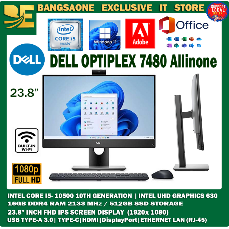 DELL OPTIPLEX 7480 ALL-IN-ONE - INTEL CORE I5- 10TH GEN / 23.8"INCH FHD ...