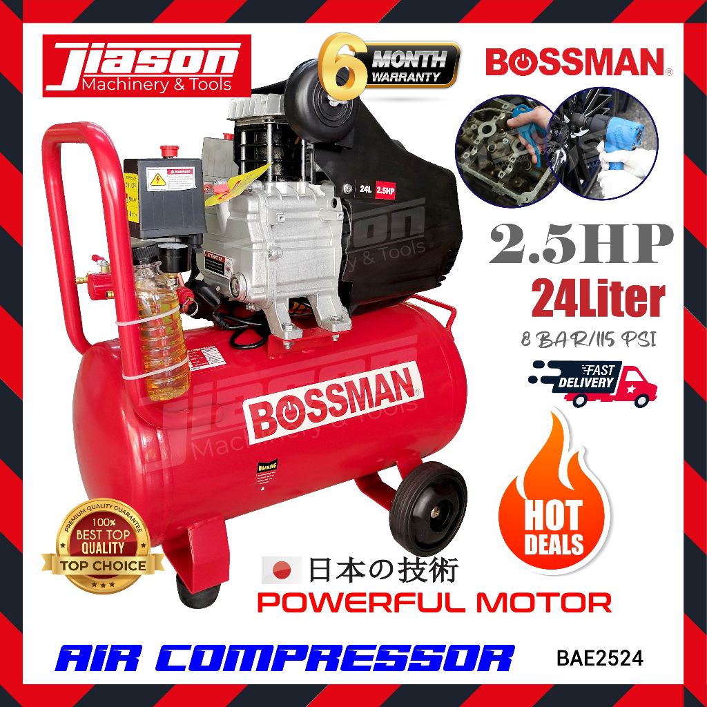 【100% ORIGINAL】BOSSMAN BAE2524 24L 2.5HP Direct Driven Air Compressor 2850RPM (SET A-B) | Shopee ...
