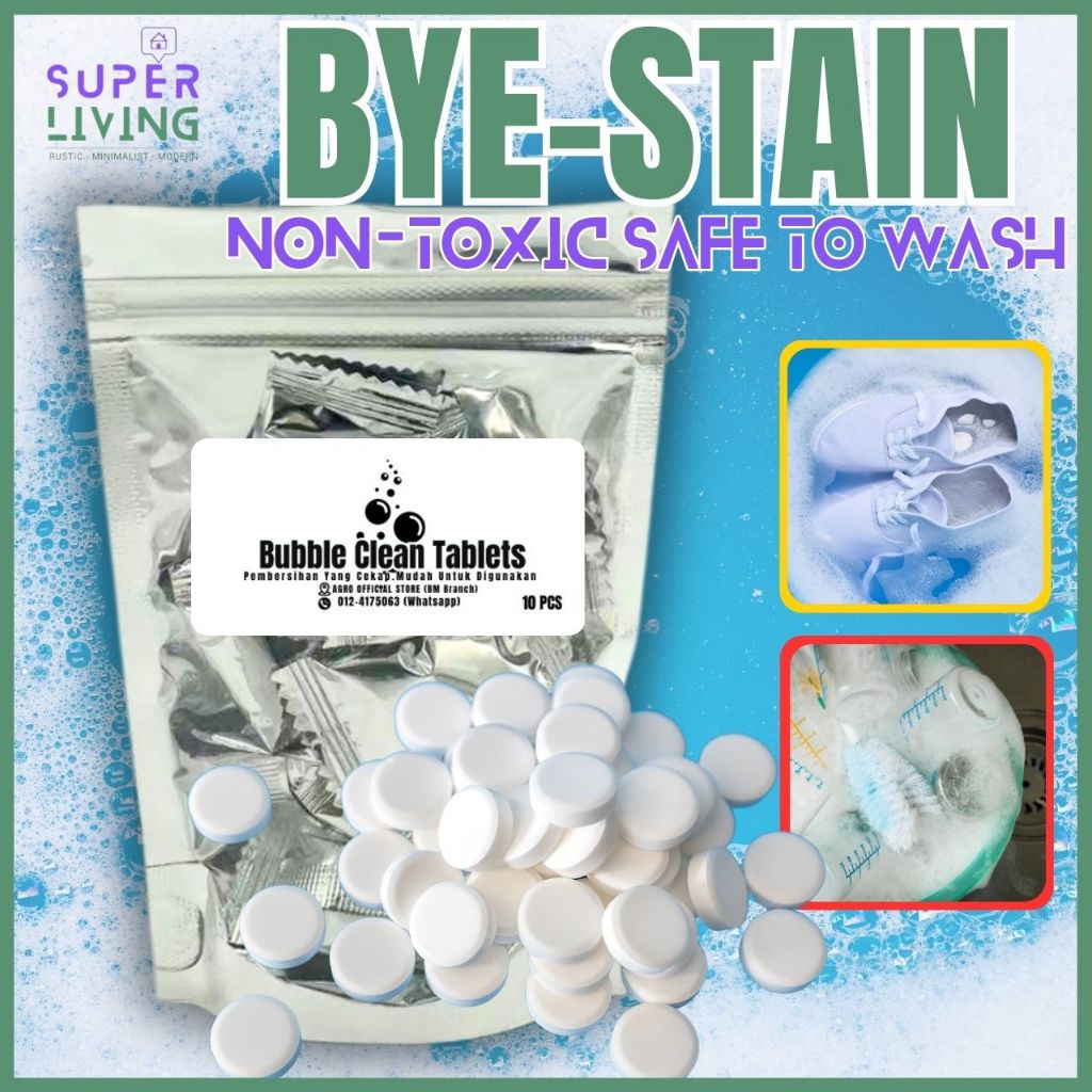 Super Sabun Tablet Biji Bubble Clean Heavy Duty Stain Remover Pembesih ...