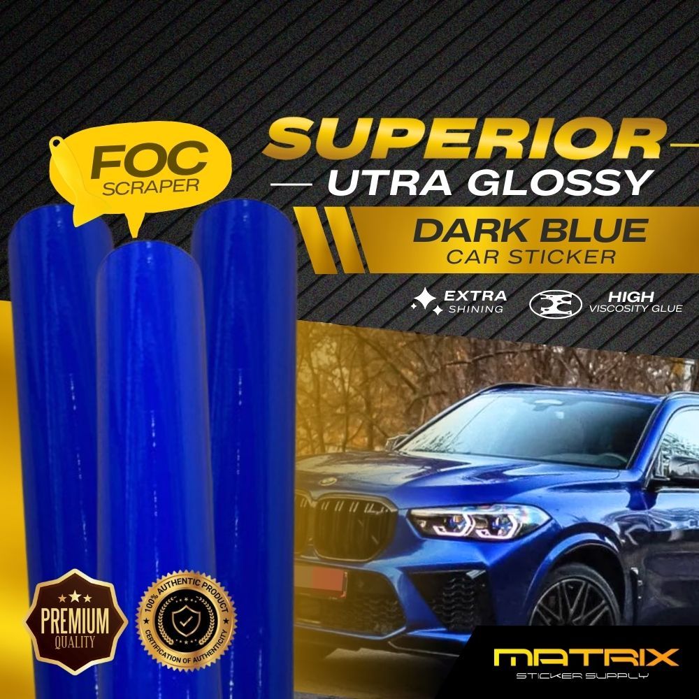 PREMIUM GLOSSY DARK BLUE KERETA STICKER(152CM-90CM)stiker CAR wrap film ...