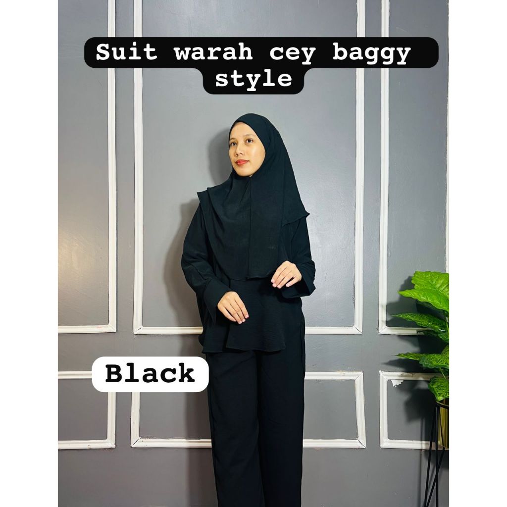 Suit Warah one set with Tudung Cey baggy Style | Shopee Malaysia