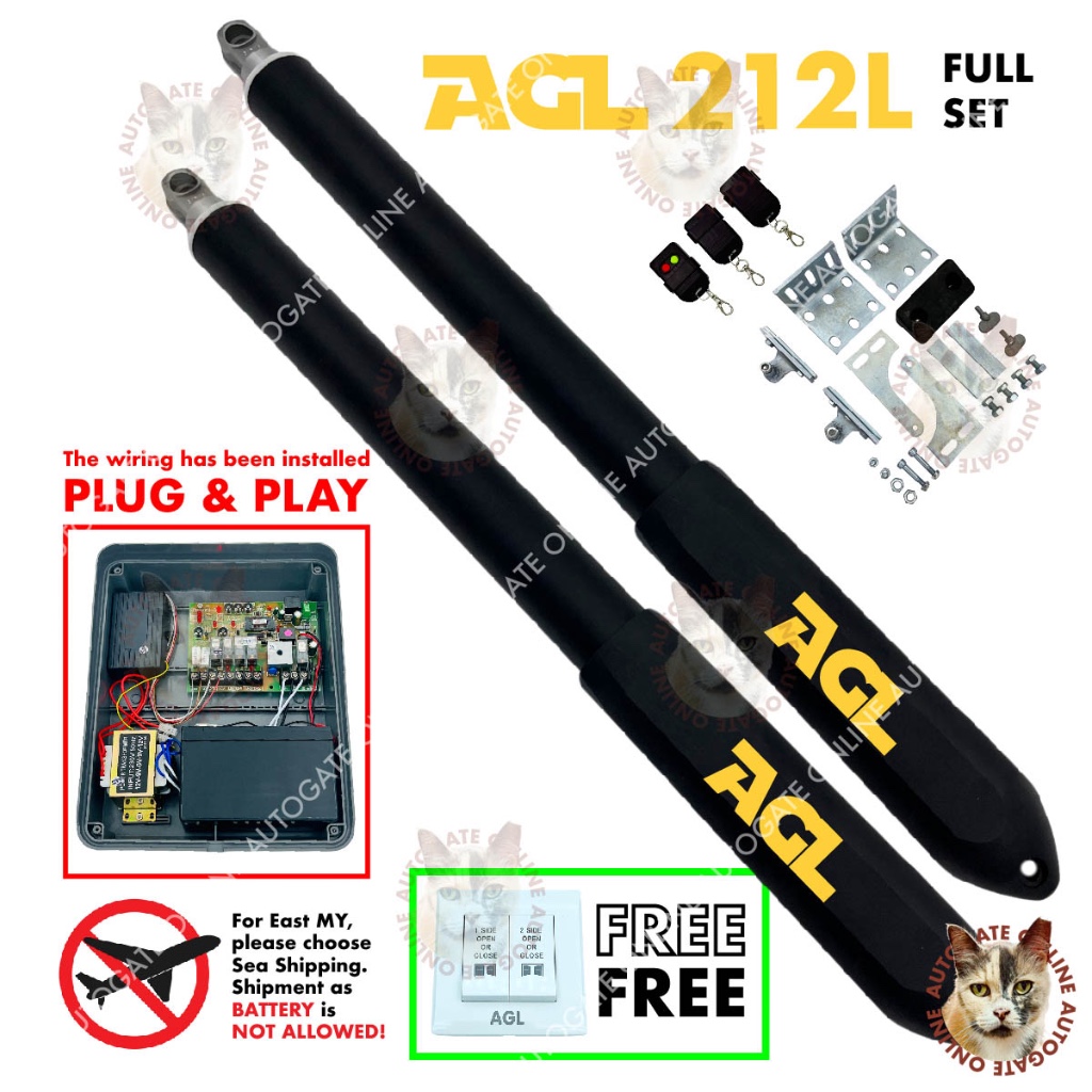 AGL 212L ( 2CH 433MHZ ) ( FULL SET ) SWING ARM AUTOGATE HEAVY DUTY ...
