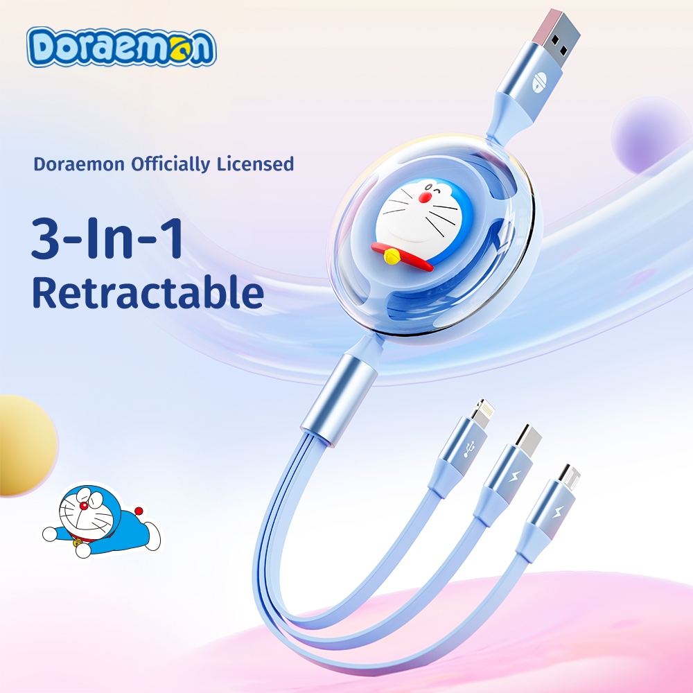 Rock Space Doraemon Cute 3 in 1 Retractable Cable | Shopee Malaysia