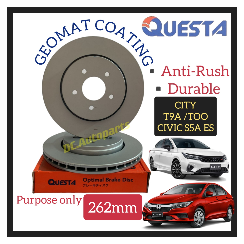 QUESTA FRONT BRAKE DISC ROTOR HONDA CITY T9A GM6 TOO S5A ES SR4 VTEC ...