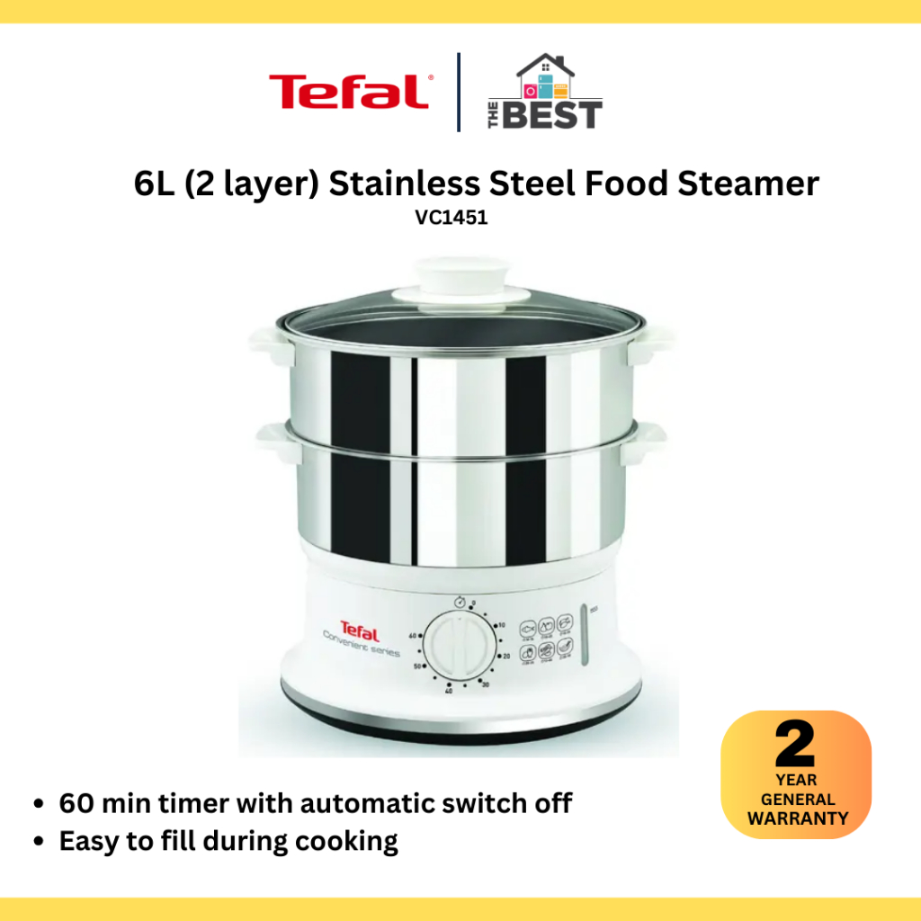 Tefal 6L (2 layer) Stainless Steel Food Steamer VC1451 | Shopee Malaysia