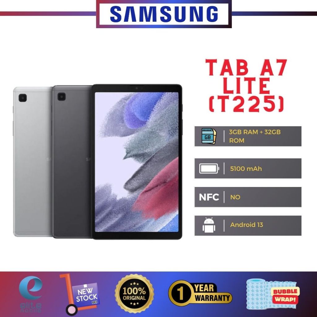 SAMSUNG Galaxy TAB A7 LITE (T225) [3GB RAM+32GB ROM] 5000mAh, Android 11 - 1 year warranty ...