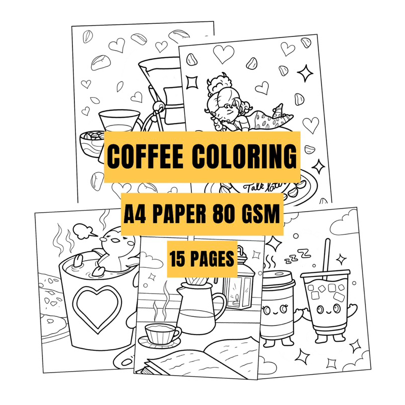 COFFEE COLORING FOR KIDS 15 PAGES RANDOM | KERTAS MELUKIS MEWARNA KANAK ...