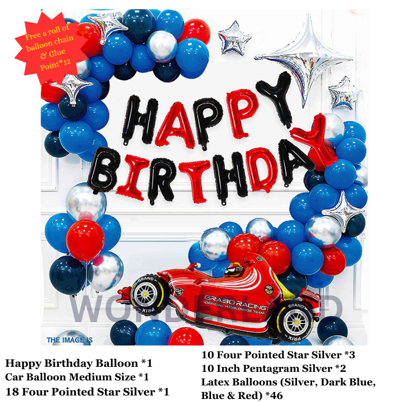 F1 Racing Car Theme Birthday Balloon Sport Car Kids Birthday Belon Hari ...
