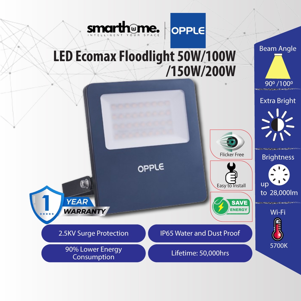 Opple ECOMAX IV Floodlight LED Home Safety Light/ Landscape Light 5700K ...
