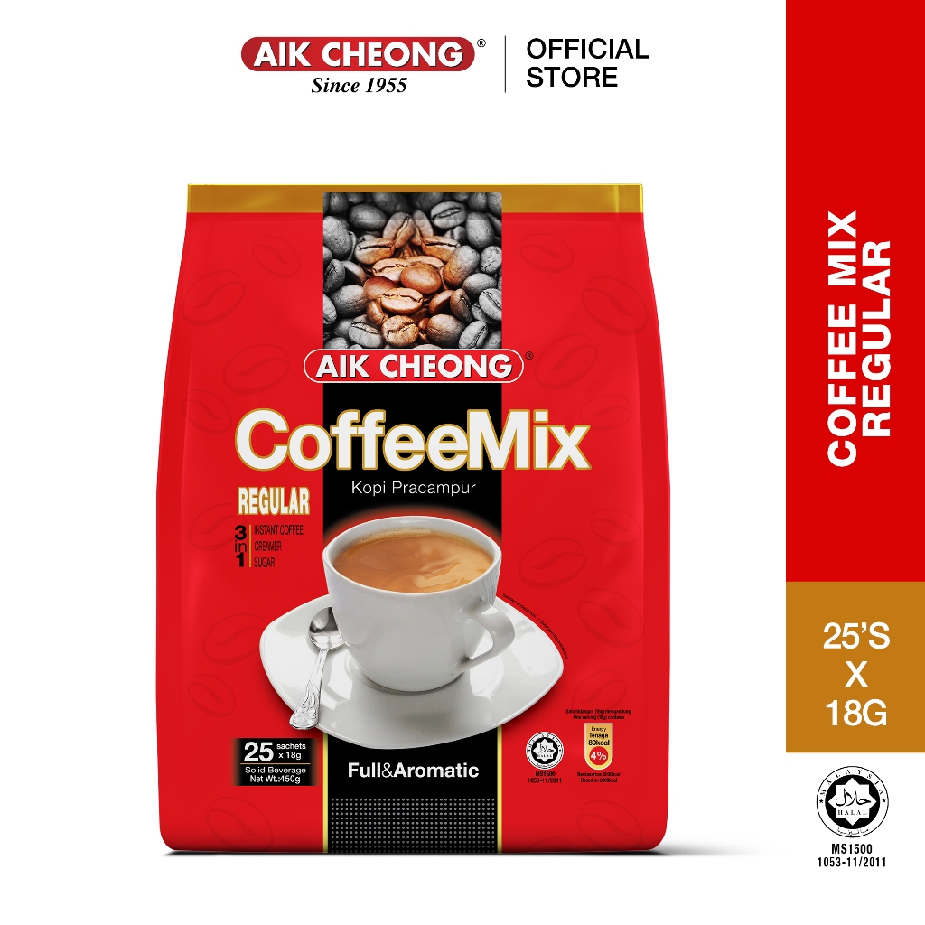 AIK CHEONG Coffee Mix 3in1 450g (18g x 25 sachets) - Regular | Shopee Malaysia