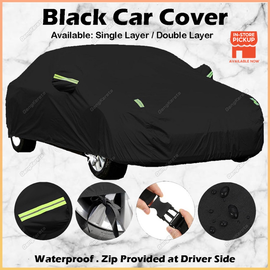 Car Cover Midnight Black Car Cover Zipper Design Selimut Sarung Penutup ...