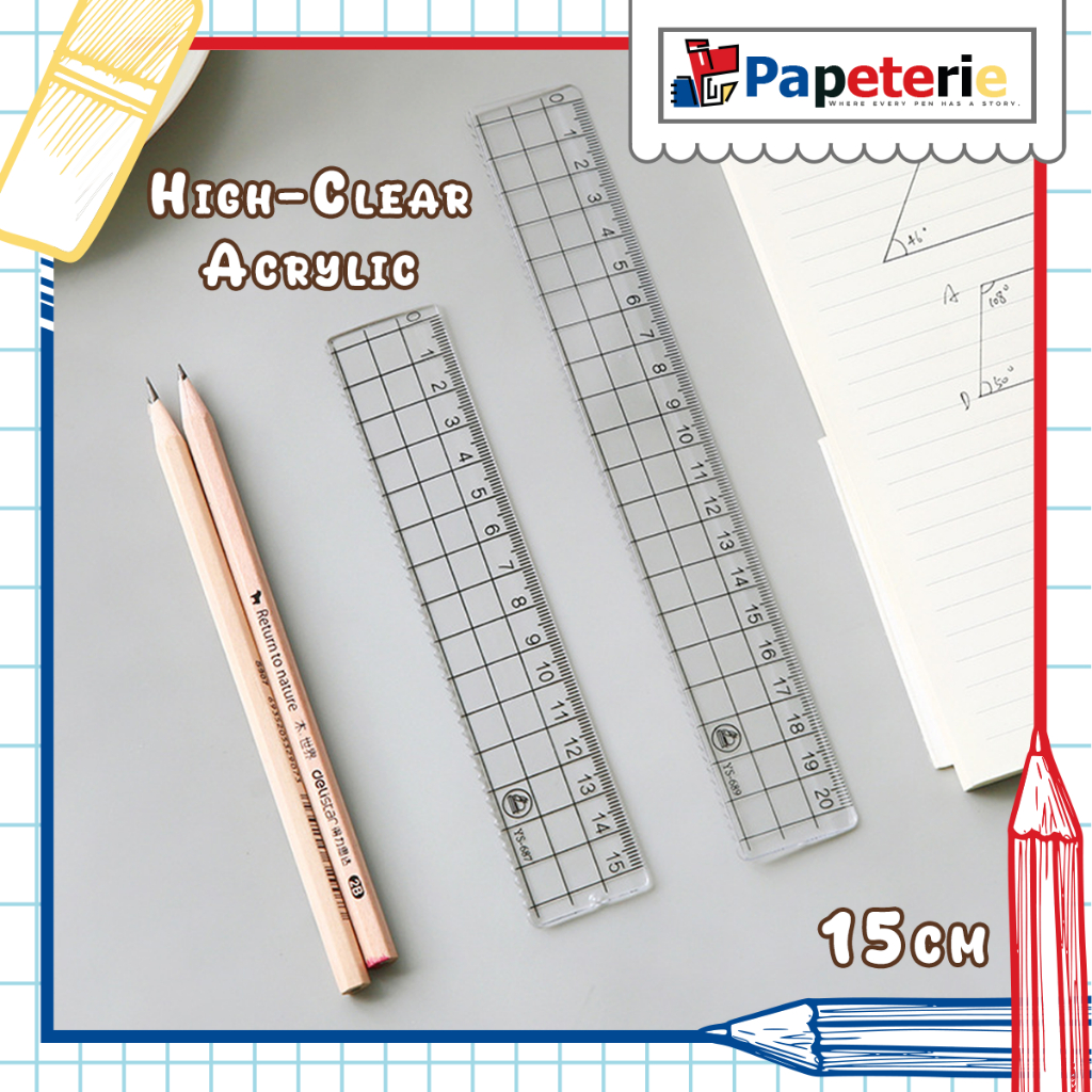 Papeterie - Muji Style Transparent Acrylic Straight Ruler Measure 15cm ...