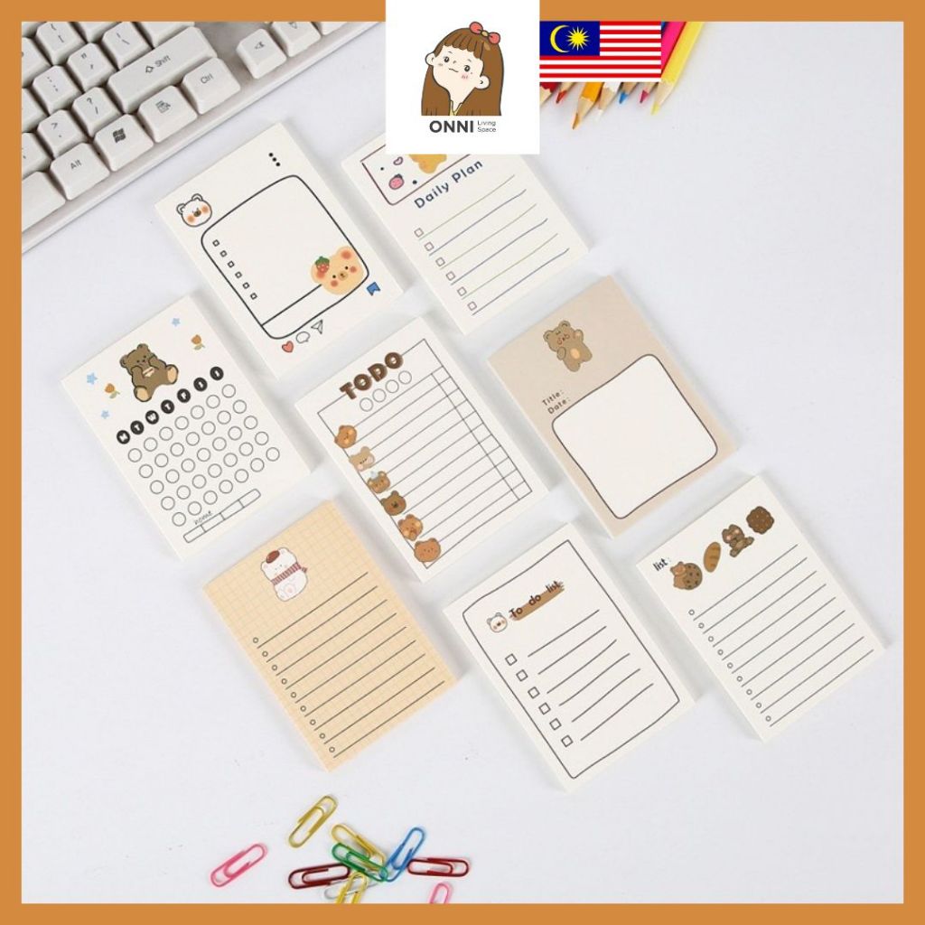 ONNI 🇲🇾 Cute Note Pad 50sheets Cartoon Memo Pad Checklist Note To Do ...