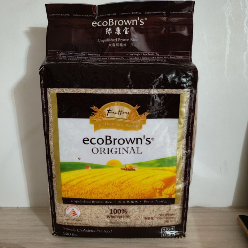 EcoBrown Original Brown Rice x 2kg (Beras Perang) #(includes shipping ...