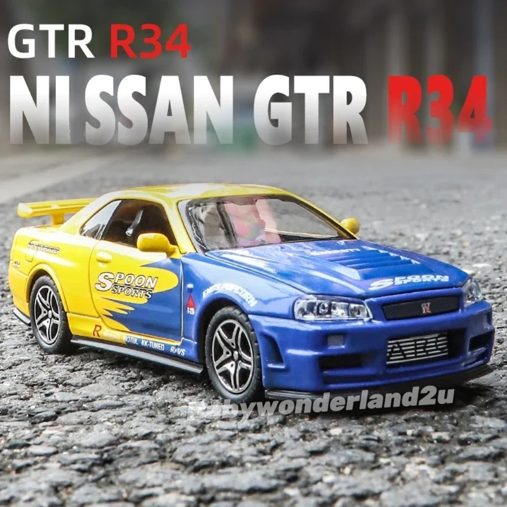 Die Cast 1:32 Nissan Skyline GTR R34 Spoon Diecast Vehicle Models ...